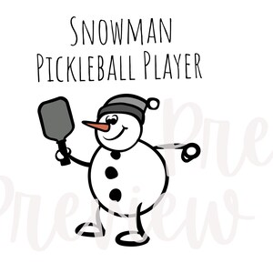 Christmas Pickleball Player Snowman - Holiday Clip Art Designs for ...