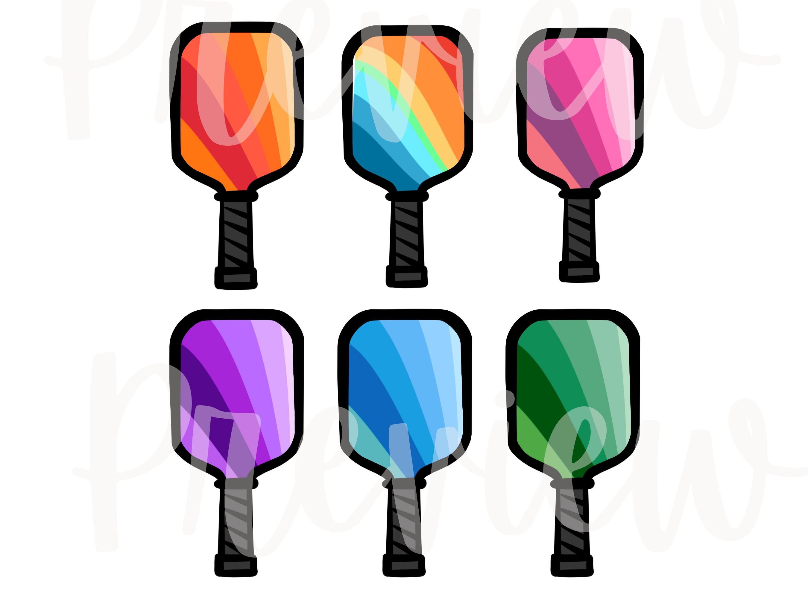 Paddles for Pickleball Clip Art PNG Files in Rainbow Colors and SVG ...