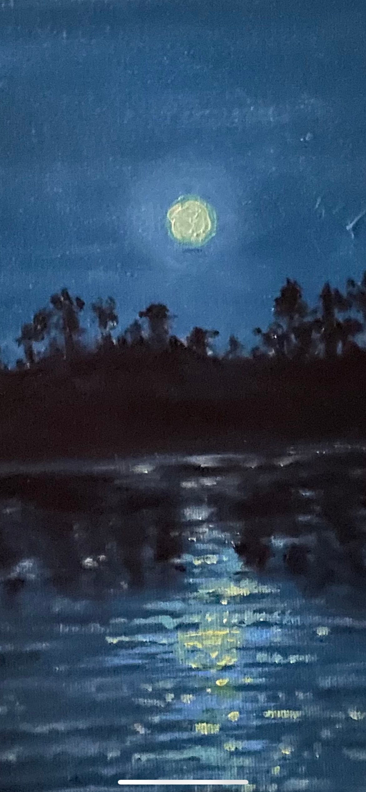 Moon Over Water Oil Painting: Reflective Moonlight Art (12x12 In ...