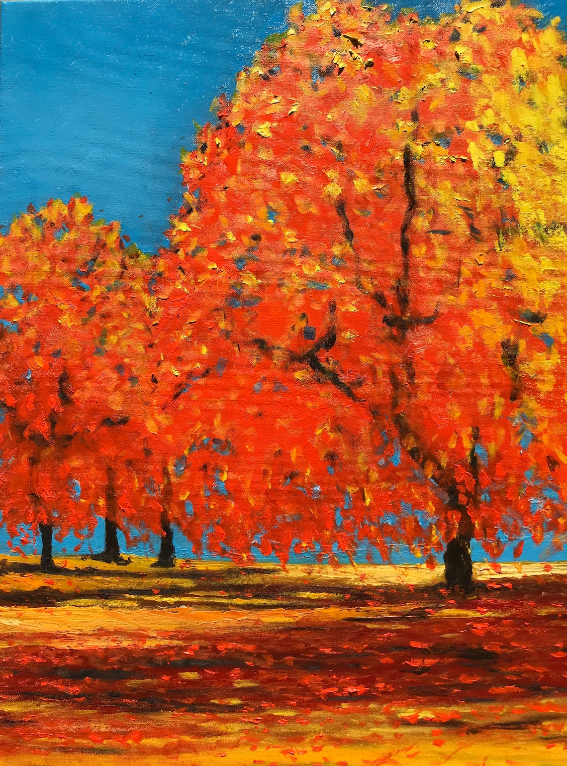 Original Fall Landscape Oil Painting: Sunny Autumn Day, 18x24 Inch ...