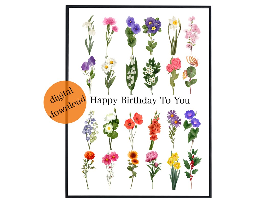 Birth Month Flower Chart | Birth Flower Poster | Floral Nursery Decor ...