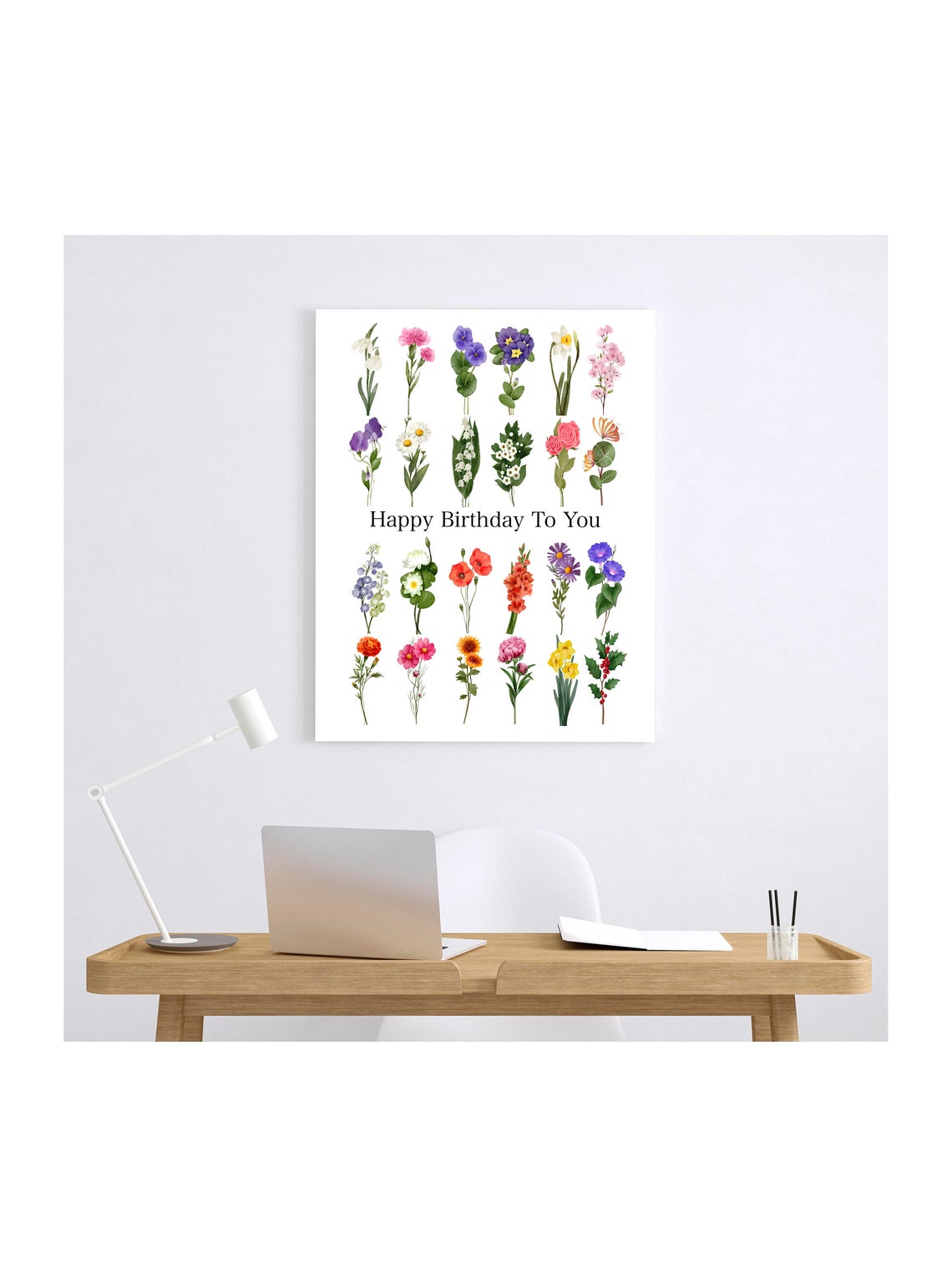 Birth Month Flower Chart Birth Flower Poster Floral Nursery Decor ...