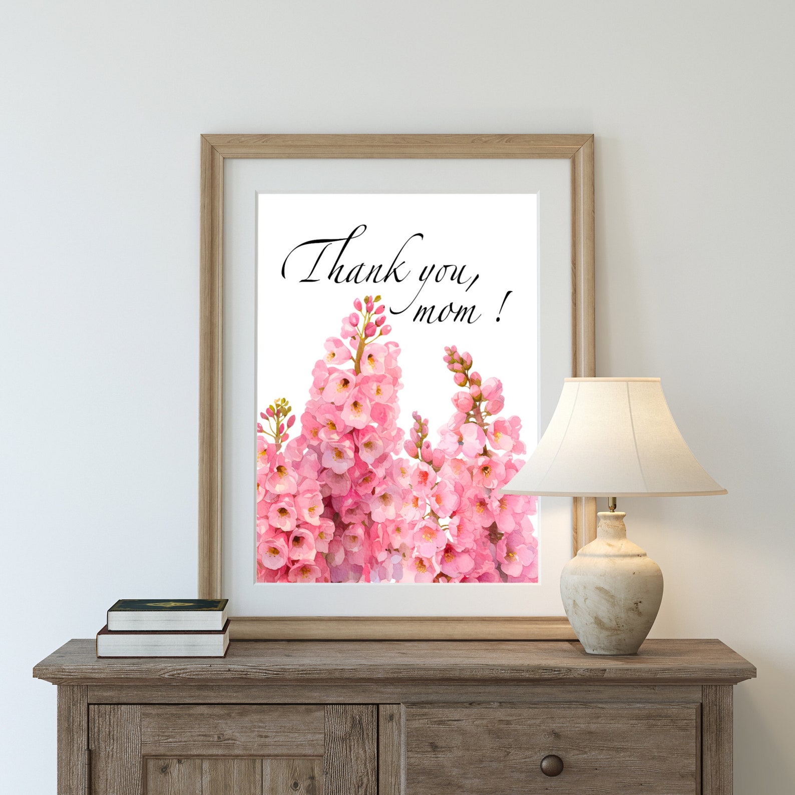 Pink Floral Mothers Day Card Printable Mom Flower Card Digital Download ...