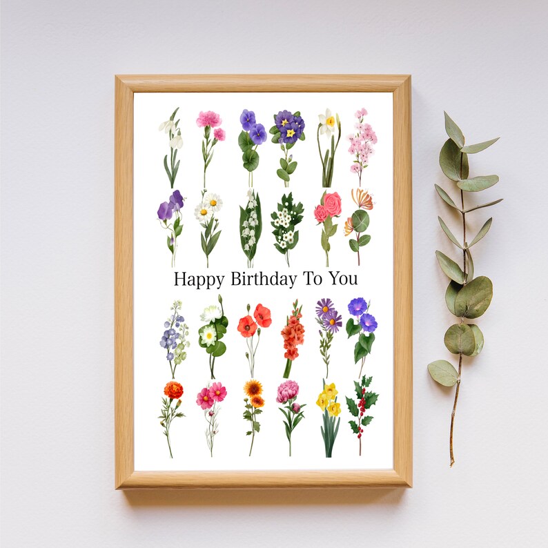 Birth Month Flower Chart | Birth Flower Poster | Floral Nursery Decor ...