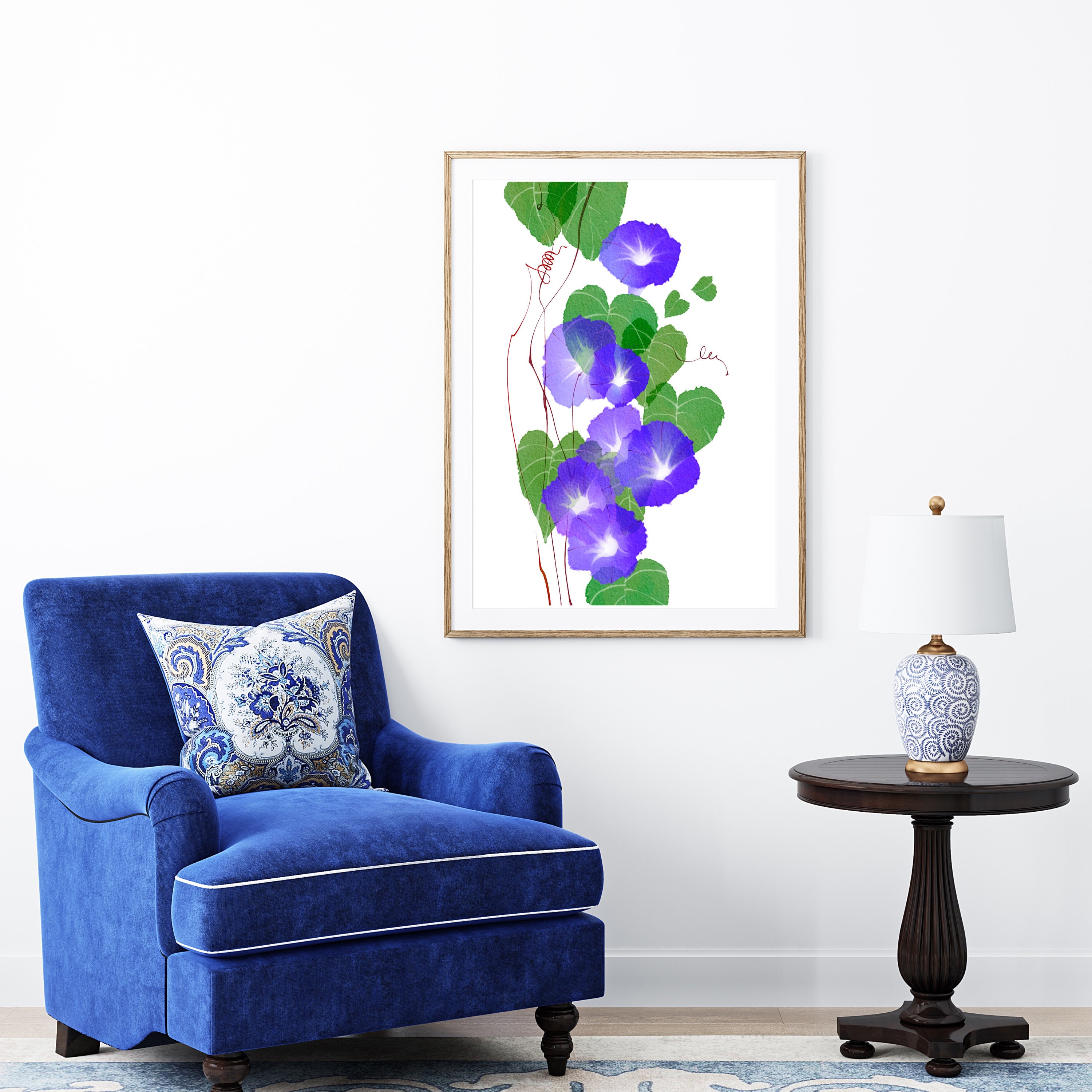 Birth Flower September Morning Glory Fall Flower Wall Decor Kitchen Art ...