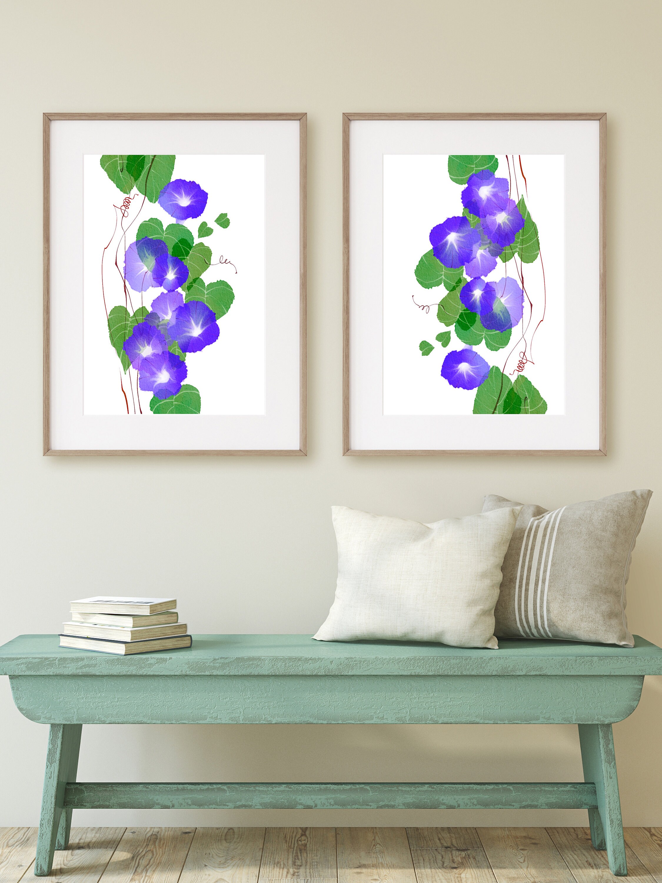Birth Flower September Morning Glory Fall Flower Wall Decor Kitchen Art ...