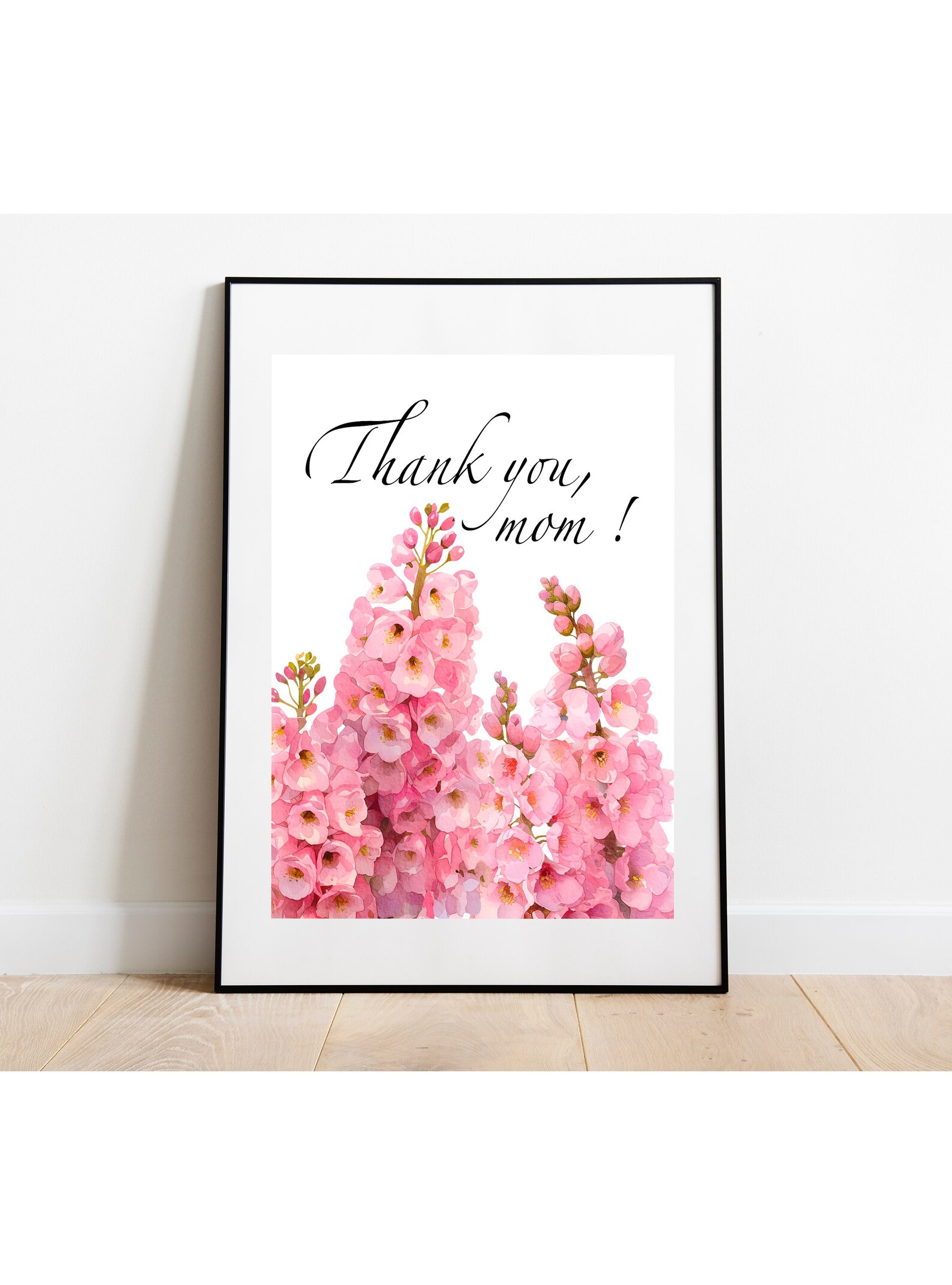 Pink Floral Mothers Day Card Printable Mom Flower Card Digital Download ...