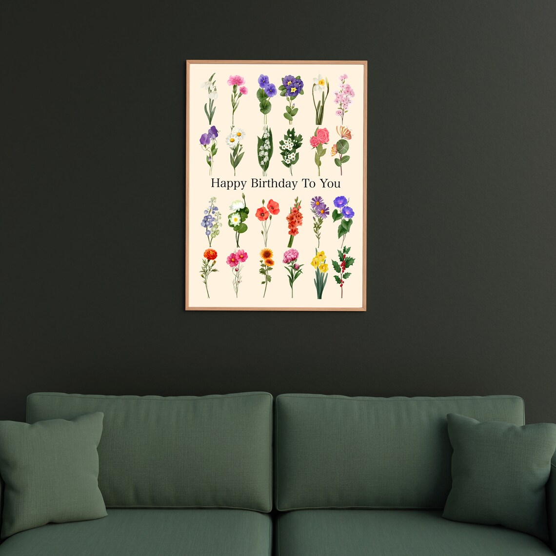 Birth Month Flower Chart Birth Flower Poster Floral Nursery Decor ...