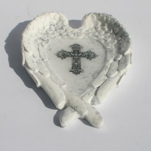 Angel Wings With Cross Trinket Tray, Wall Hanging, Food Safe Resin ...