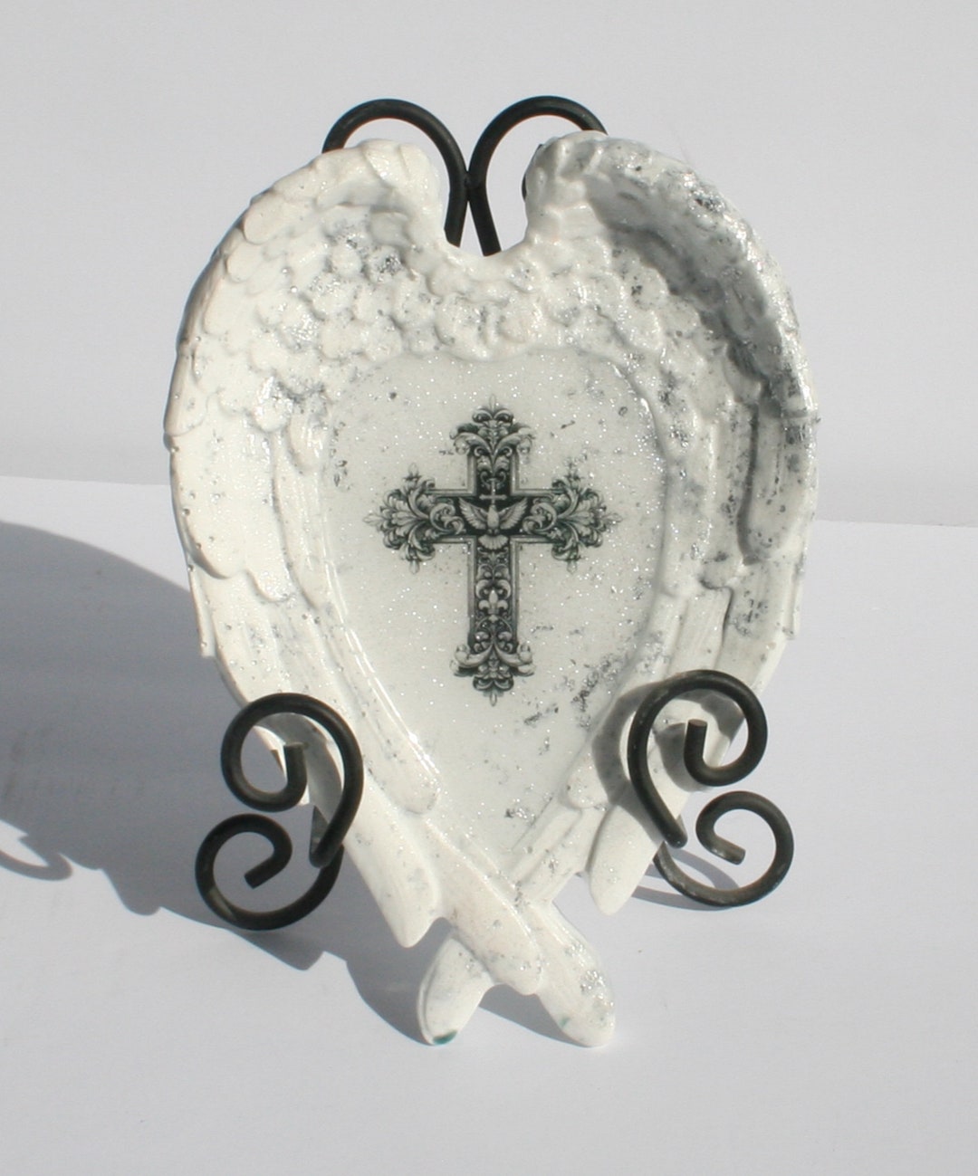 Angel Wings With Cross Trinket Tray, Wall Hanging, Food Safe Resin ...