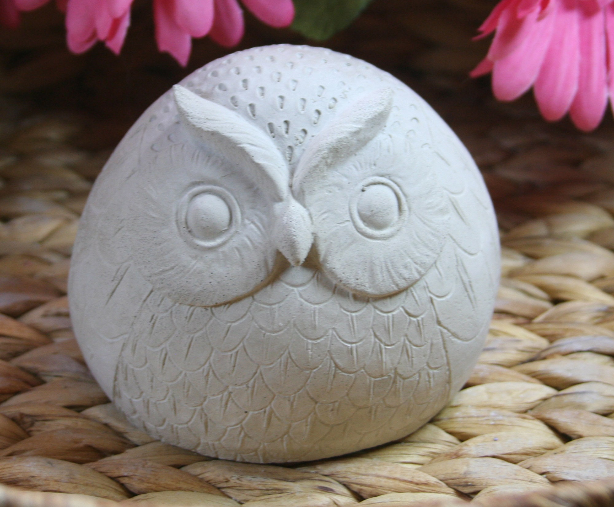 Round Owl Garden Statue, Concrete Owl, Cement Garden Owl - Etsy