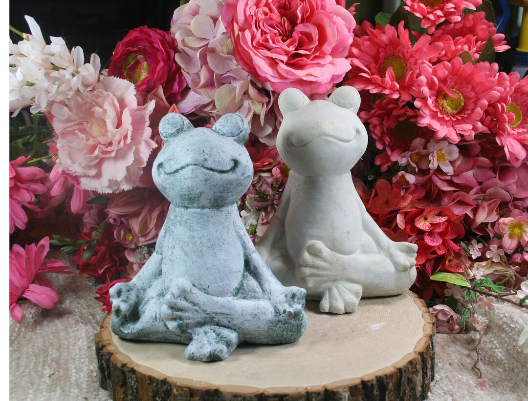 Concrete Frog Statue, Cement Figurine, Garden Decor, Plain or Painted ...