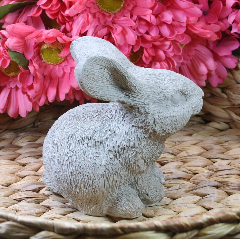 Concrete Bunny Garden Statue, Cement Rabbit Figurine, Garden, Patio ...