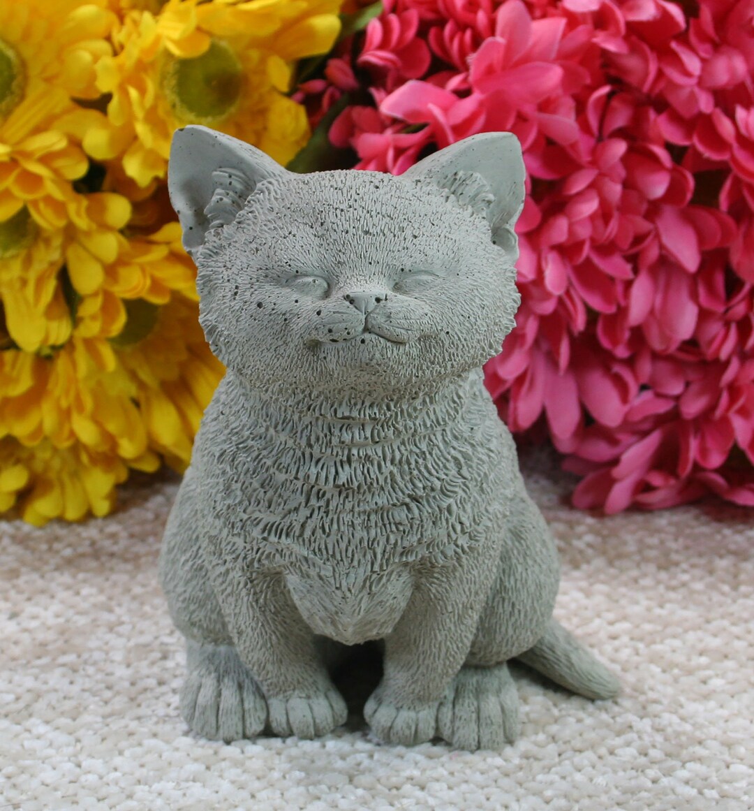 Cat Garden Statue Concrete Cement Cat Figurine Deck Patio - Etsy