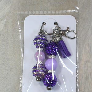 Sparkling Purple Beaded Keychain, Zipper Pull, Handbag Decoration ...