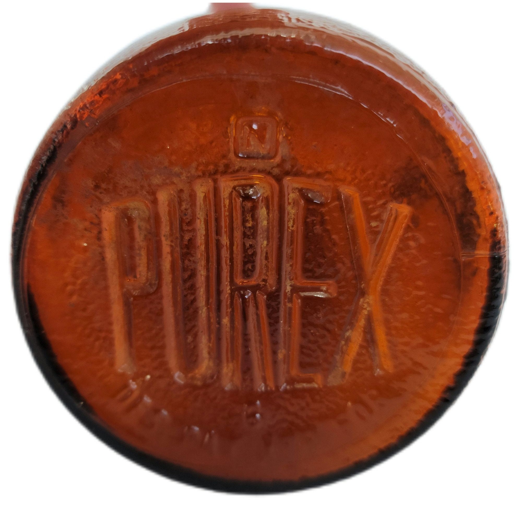 Antique Vintage Amber Brown Embossed PUREX Collectible Glass Bottle 9 3 ...
