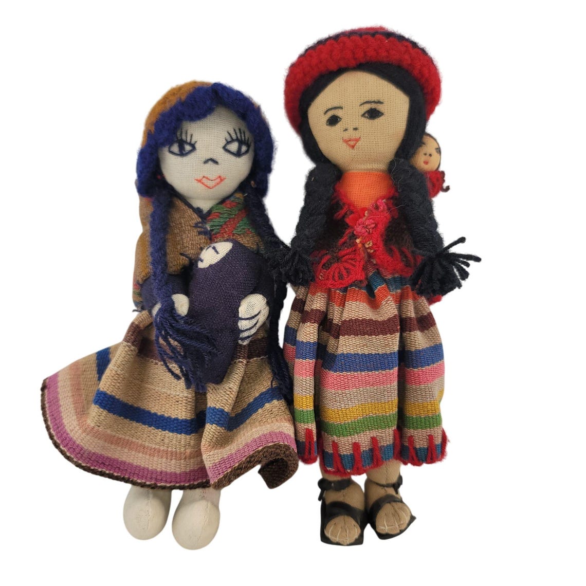 Handcrafted Peruvian Folk Cloth Rag Doll Set With Mothers & Babies ...