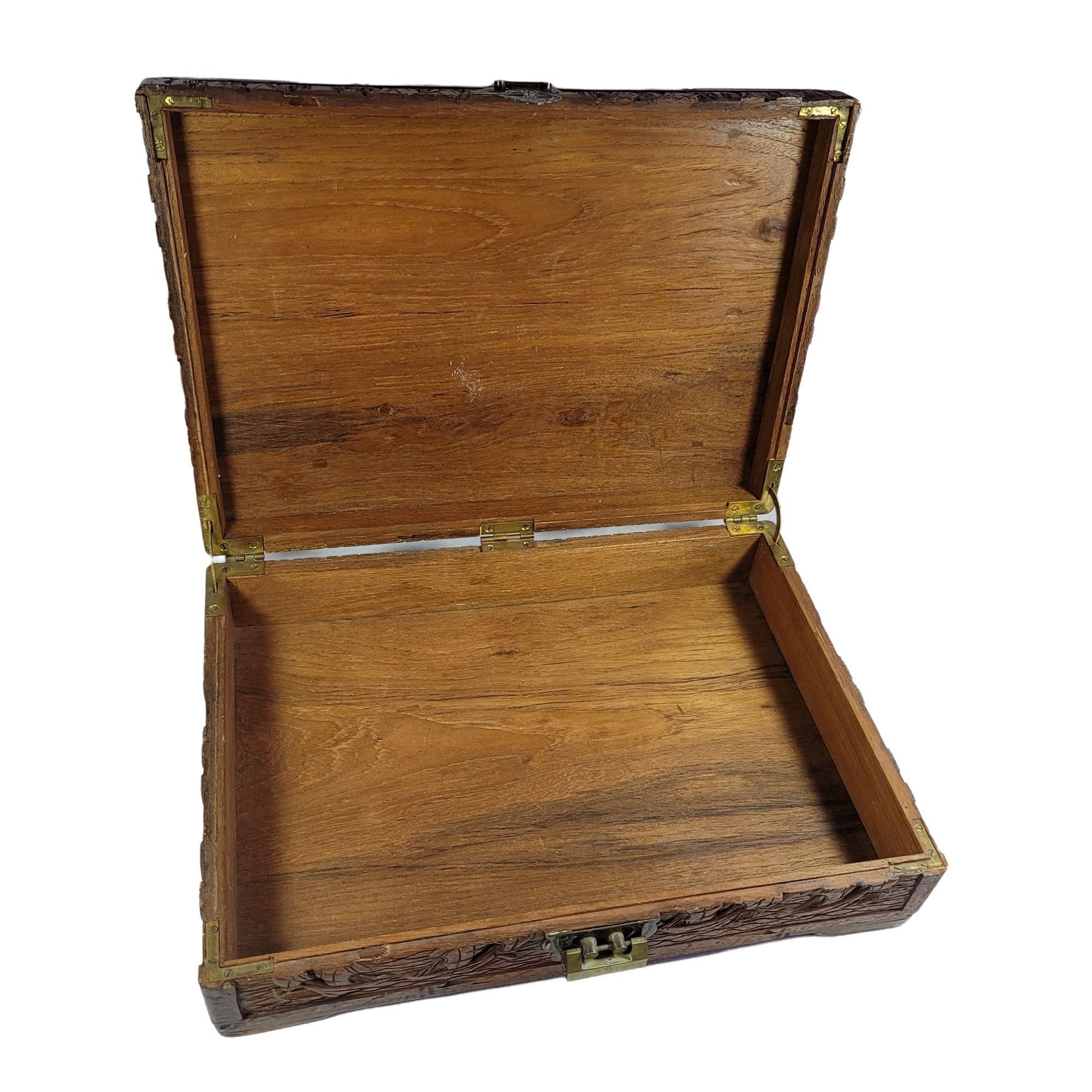 Antique Chinese Hand Carved Wooden Chest Box Nautical Scene - Etsy