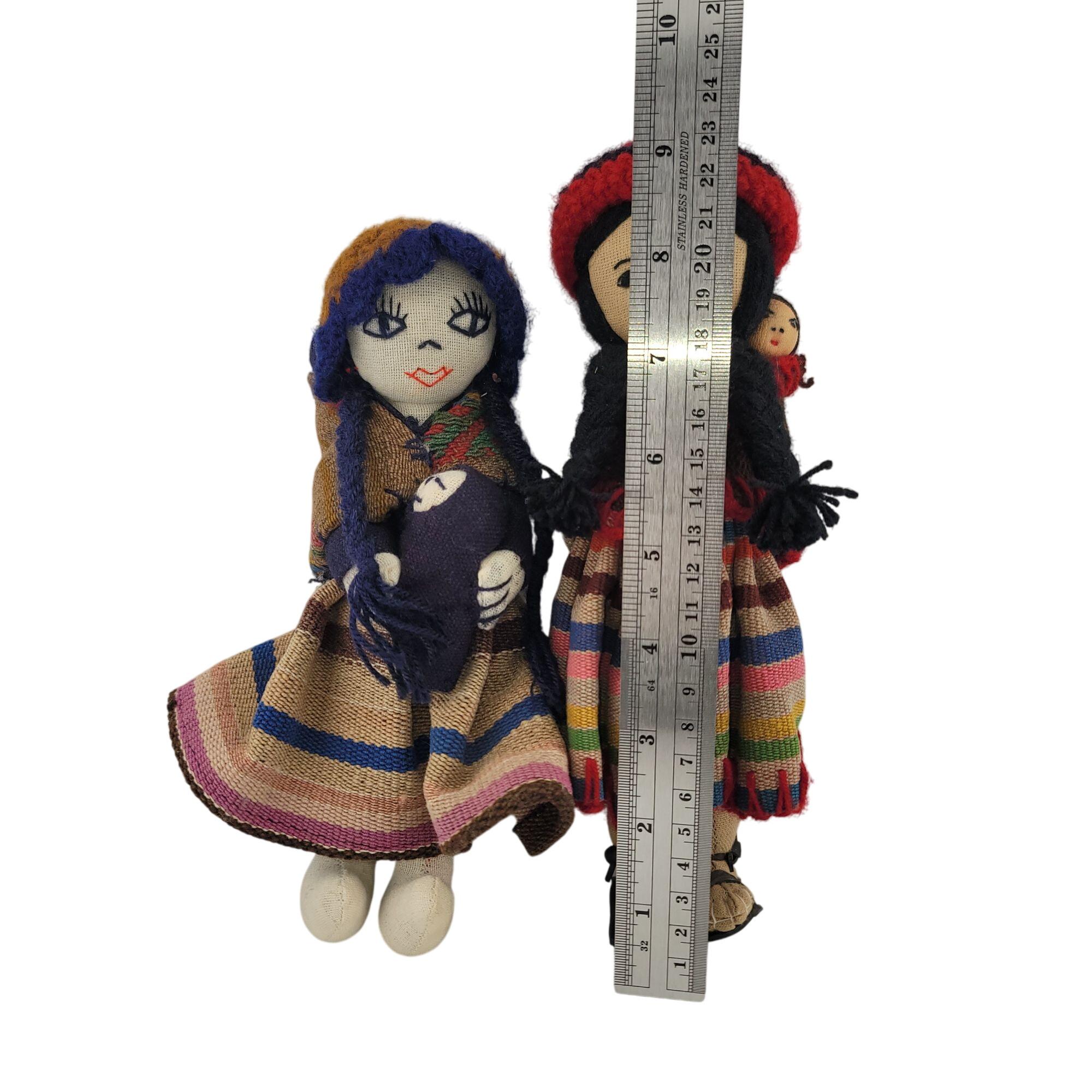 Handcrafted Peruvian Folk Cloth Rag Doll Set With Mothers & Babies ...