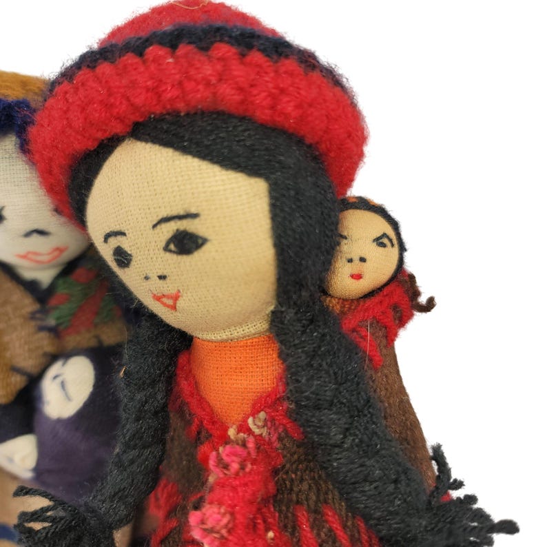 Handcrafted Peruvian Folk Cloth Rag Doll Set With Mothers & Babies ...