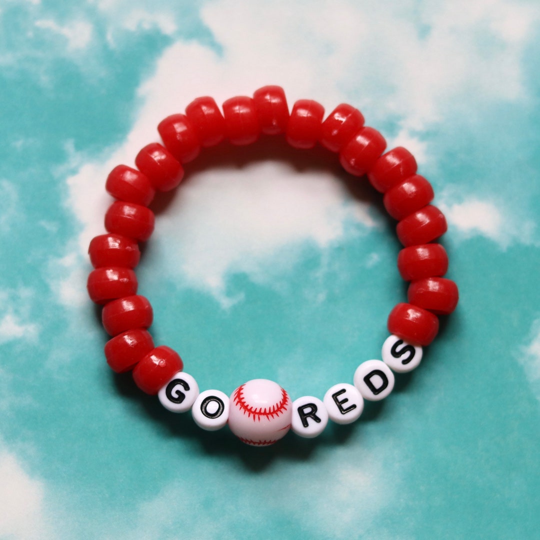 Cincinnati Reds Beaded Bracelet, Go Reds Bracelet, Reds Baseball ...