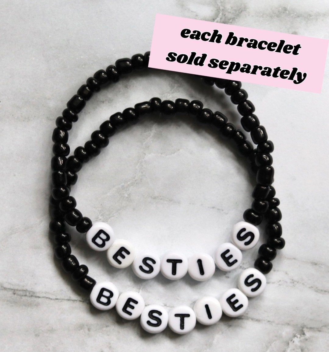 Besties, Best Friends, BFF, Ride or Die, Glass Seed Beads, Beaded ...