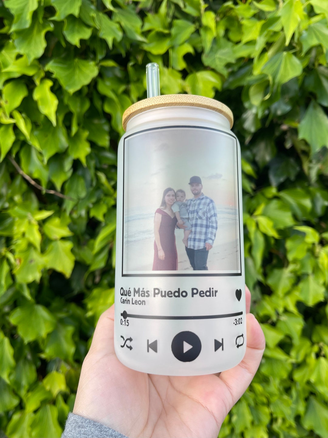 Custom Glass Can With Picture and Song - Etsy