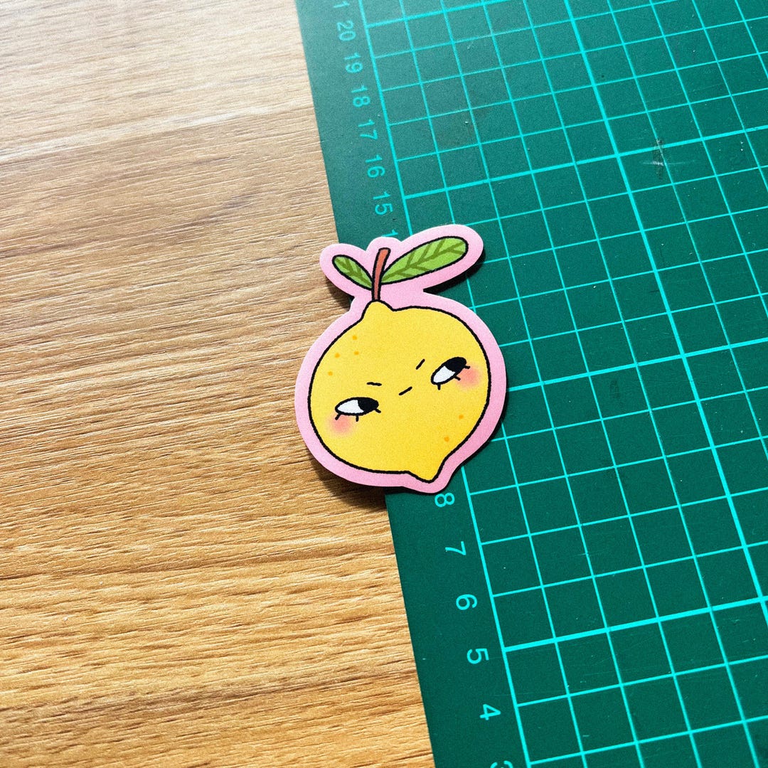Grumpy Lemon Vinyl Sticker - Etsy