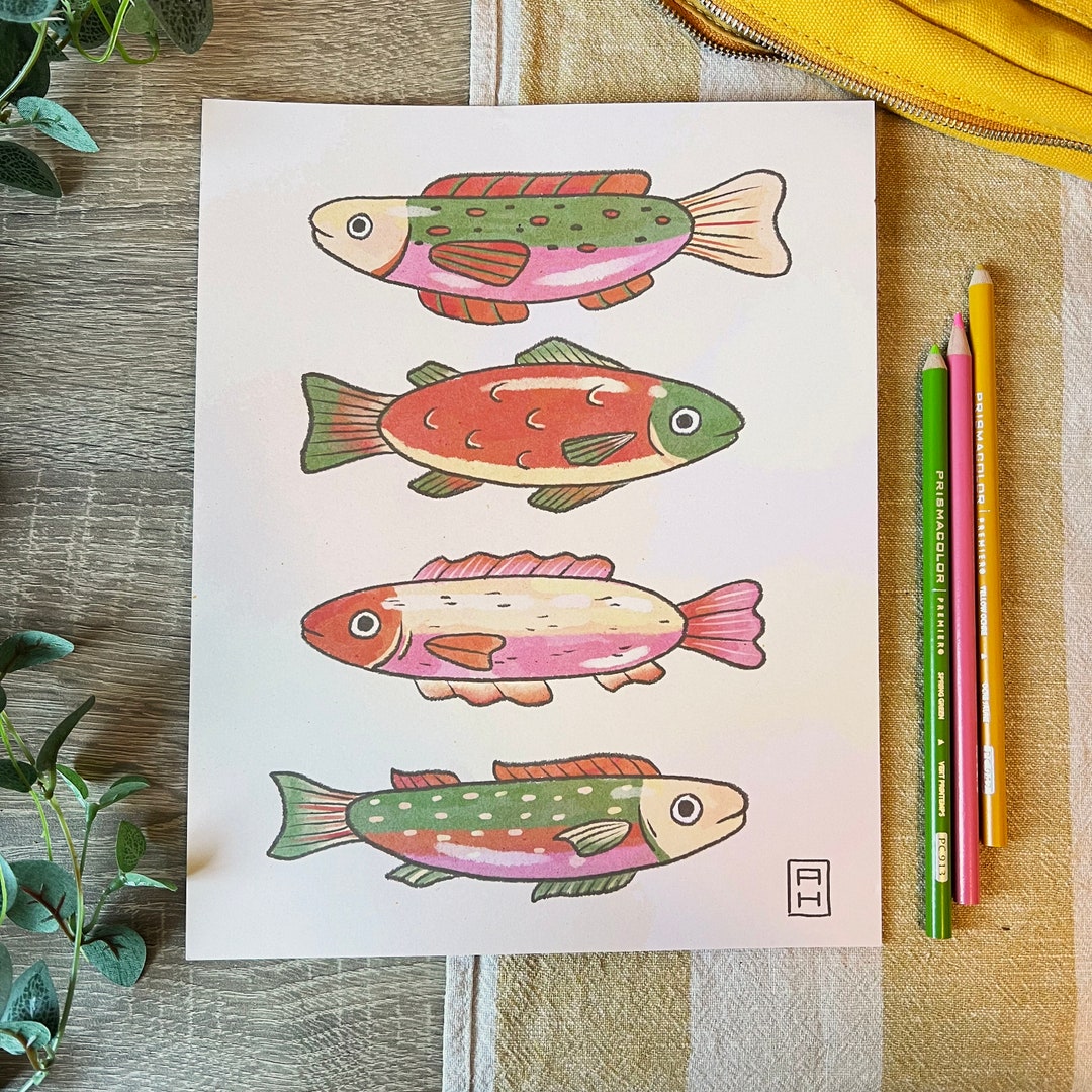 Four Fish 8x10" Print - Etsy