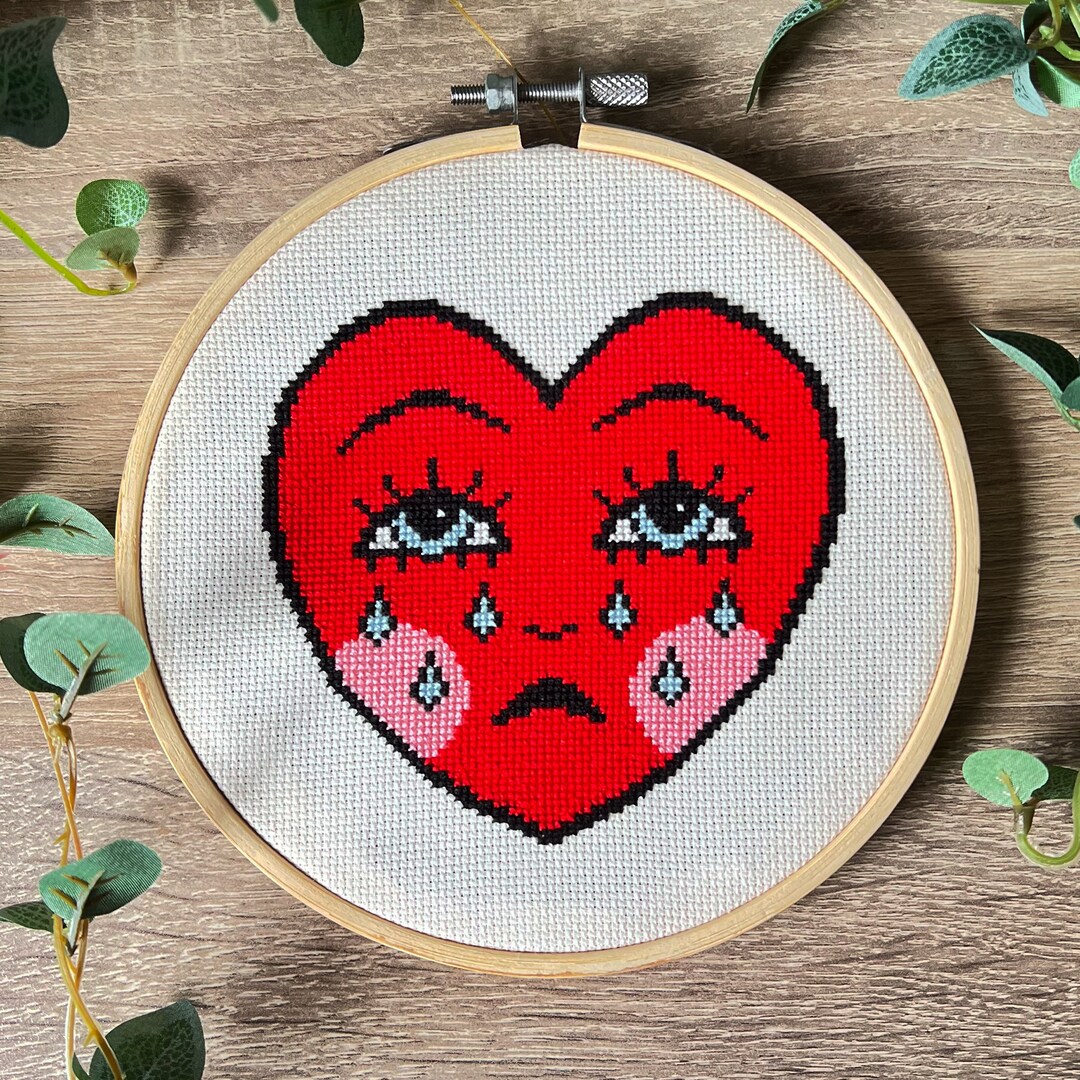 Crying Heart PDF Cross Stitch Pattern - Digital Download - Etsy