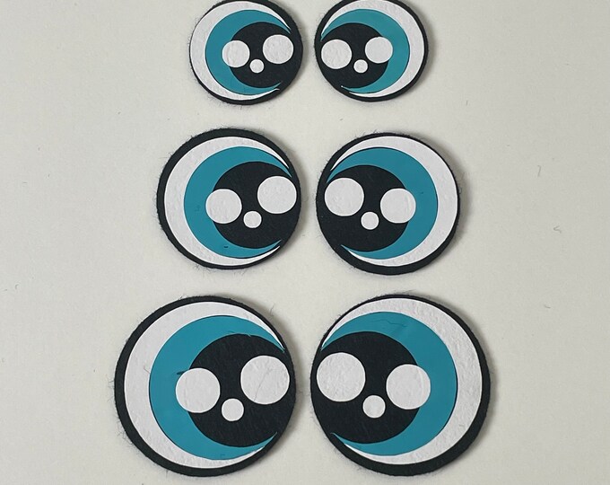 5 Pairs Round Blue Metallic Felt Eyes, Round Felt Eyes, Metallic Blue ...