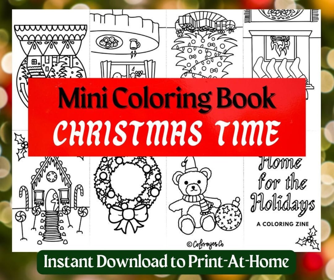 Christmas Mini Coloring Zine, Home for the Holidays, Print-at-home ...