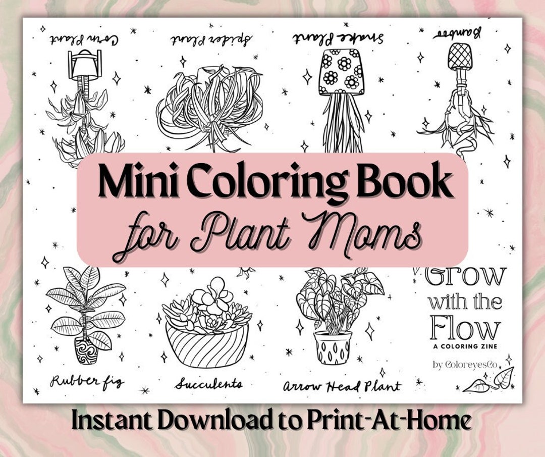 Mini Coloring Book|| Grow With the Flow a Coloring Zine, Plants, Adult ...