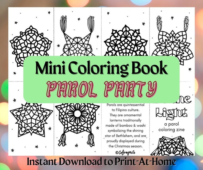 Filipino Parol Mini Coloring Zine, Print-at-home, Adult & Kids Coloring ...