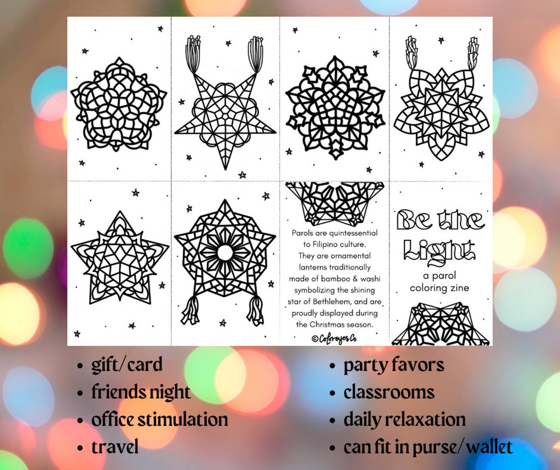 Filipino Parol Mini Coloring Zine, Print-at-home, Adult & Kids Coloring ...