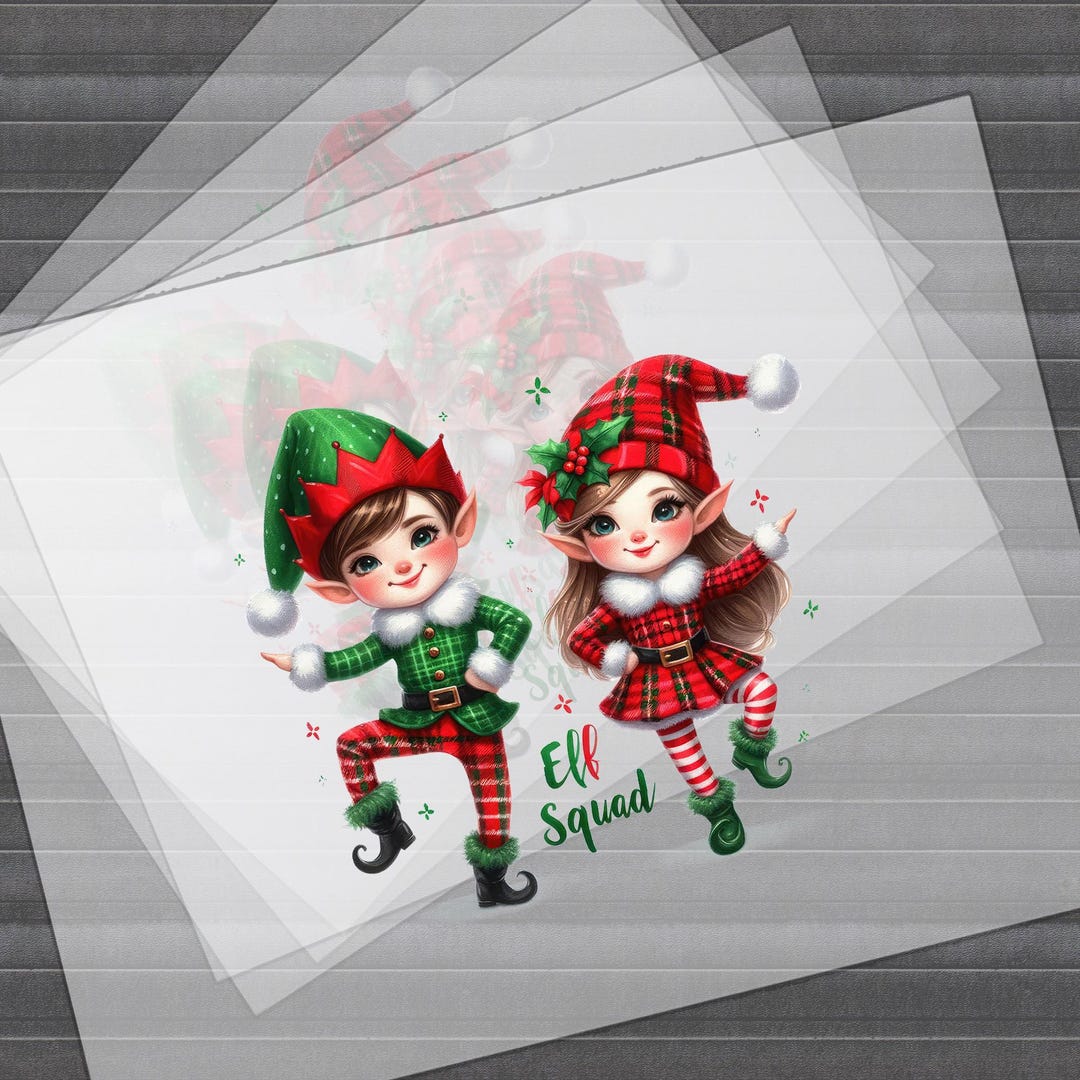 Elf Squad Festiva Design Heat Transfer DTF New Year Elf Ready to Press ...