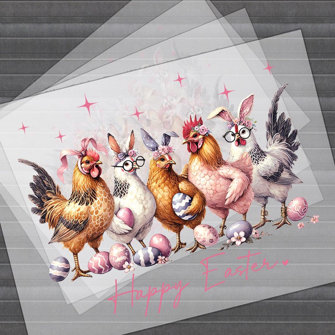 Easter Era Chickens Decal, DTF Transfer Ready to Press, Heat Transfer ...