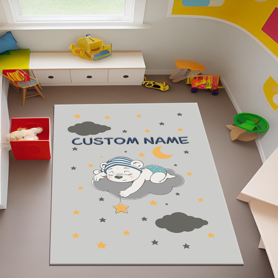 Sleeping Bear Patterned Rug Nonslip Area Rugs Machine Washable Carpet ...