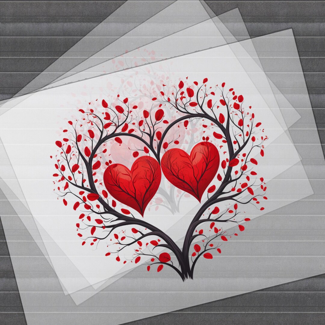 Warming Heart Tree Decal DTF Transfer HQ Ready to Press DTF Printing Heat Transfer Valentine's ...