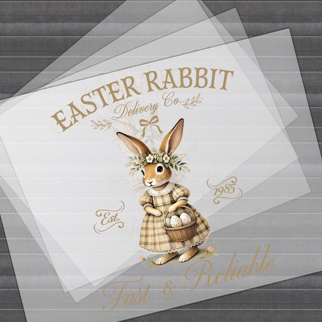 Easter Fast Rabbit Decal, DTF Transfer Ready to Press, Heat Transfer ...