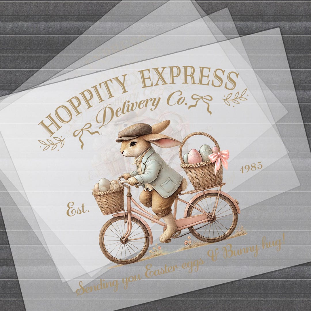 Hoppity Express Rabbit Decal, DTF Transfer Ready to Press, Heat ...