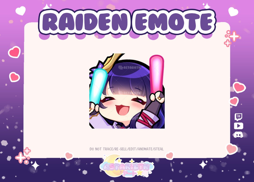Genshin Impact Raiden Shogun Rave/Glowstick/Hype Emote para Twitch ...