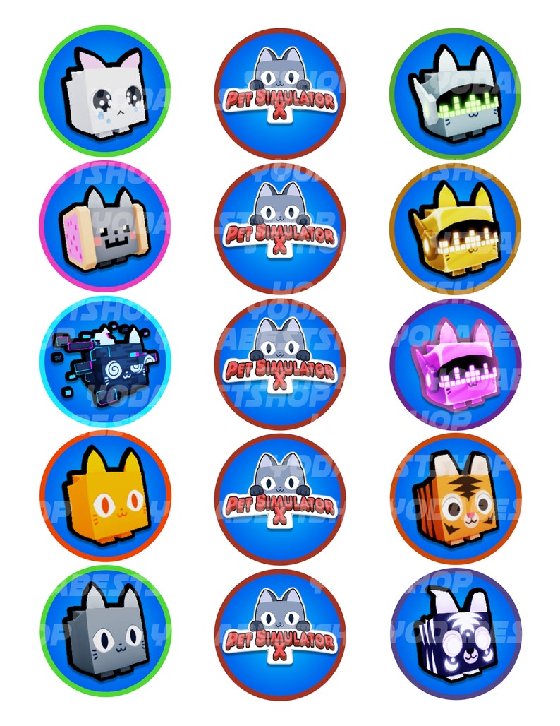 Pet Simulator X roblox Cupcake Toppers digital File - Etsy Hong Kong