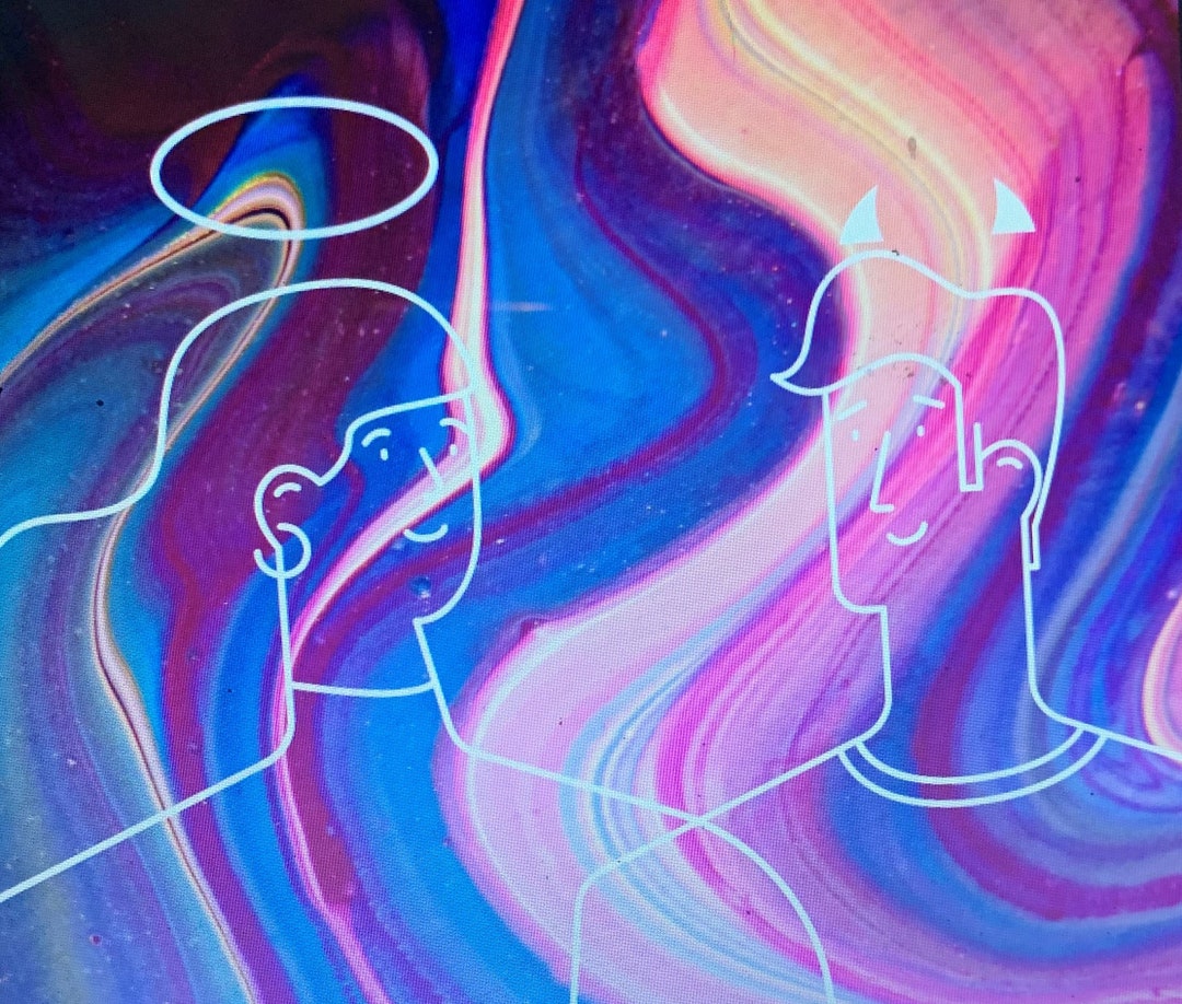 Angel and Devil Trippy Art - Etsy