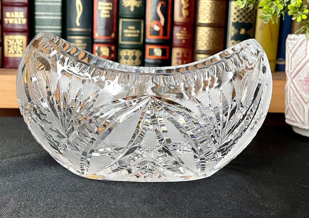 Vintage Kidney Shaped Crystal Candy Dish - Etsy