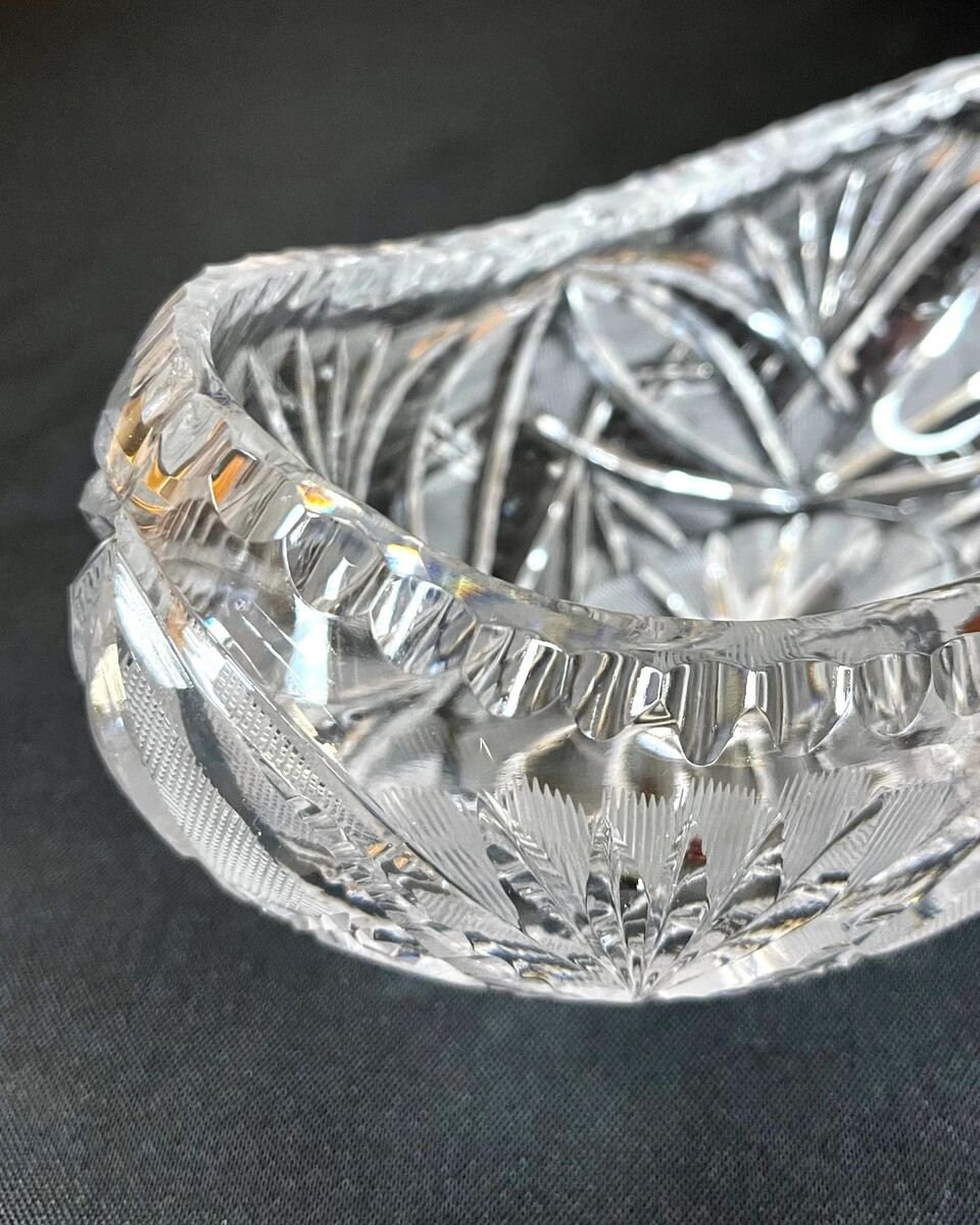Vintage Kidney Shaped Crystal Candy Dish - Etsy