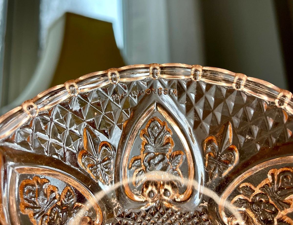 KIG Indonesia Pink Glass Candy Dish With Lid - Etsy