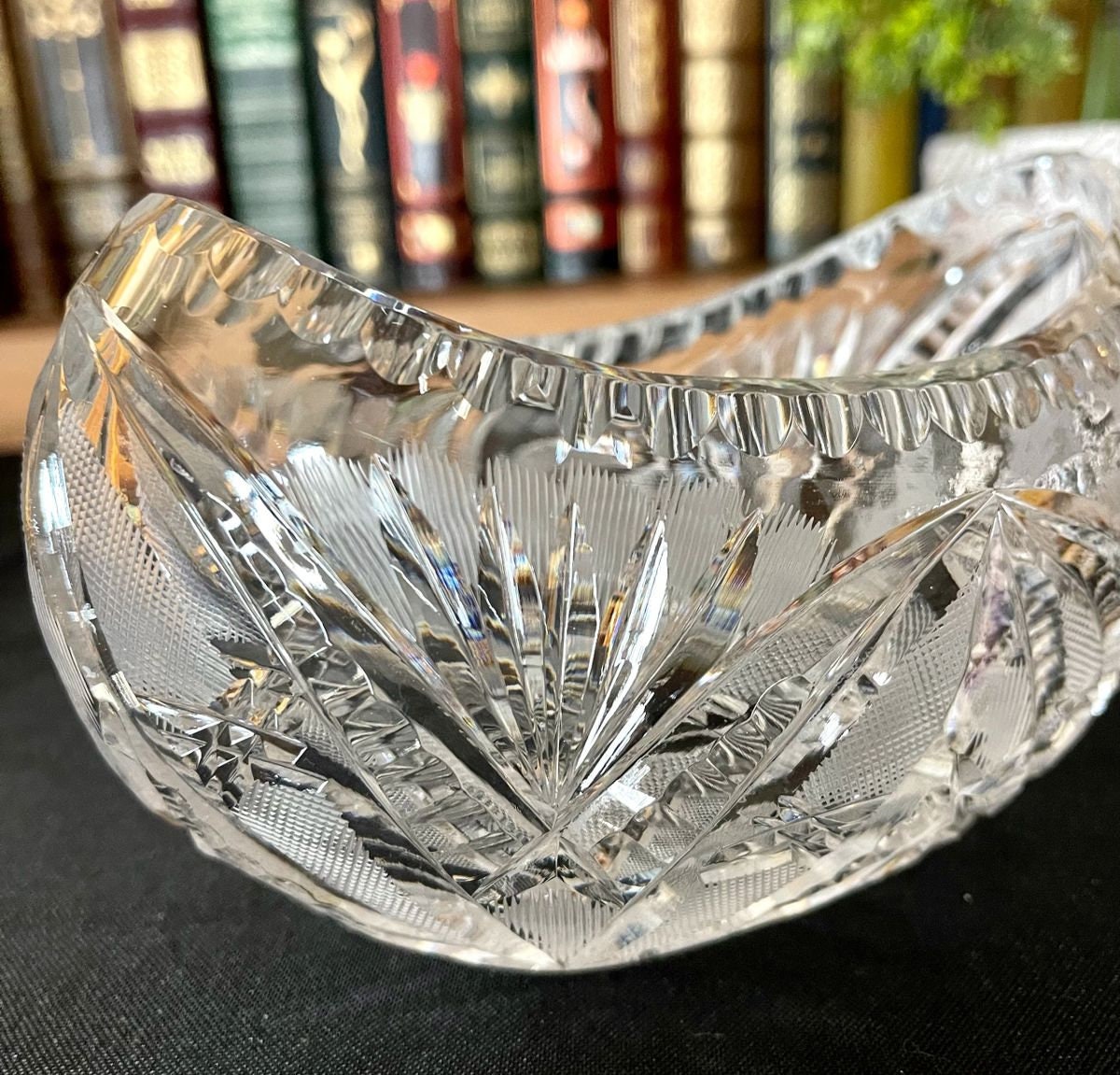 Vintage Kidney Shaped Crystal Candy Dish - Etsy