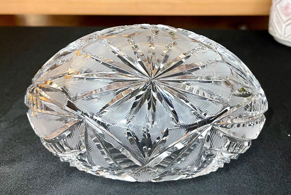 Vintage Kidney Shaped Crystal Candy Dish - Etsy