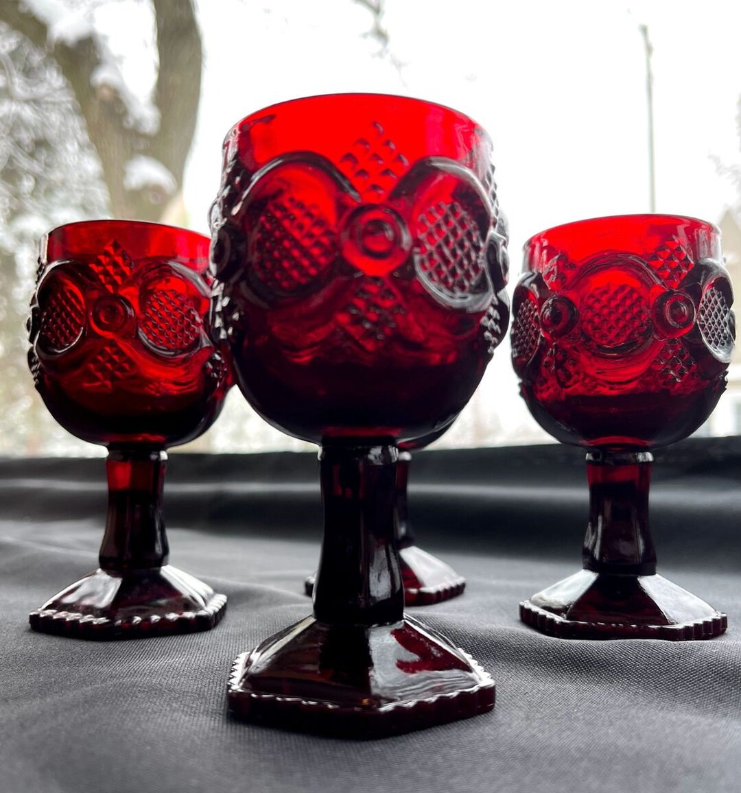 Ruby Red 1876 Cape Cod Collection Claret Wine Goblets (set of 4) - Etsy